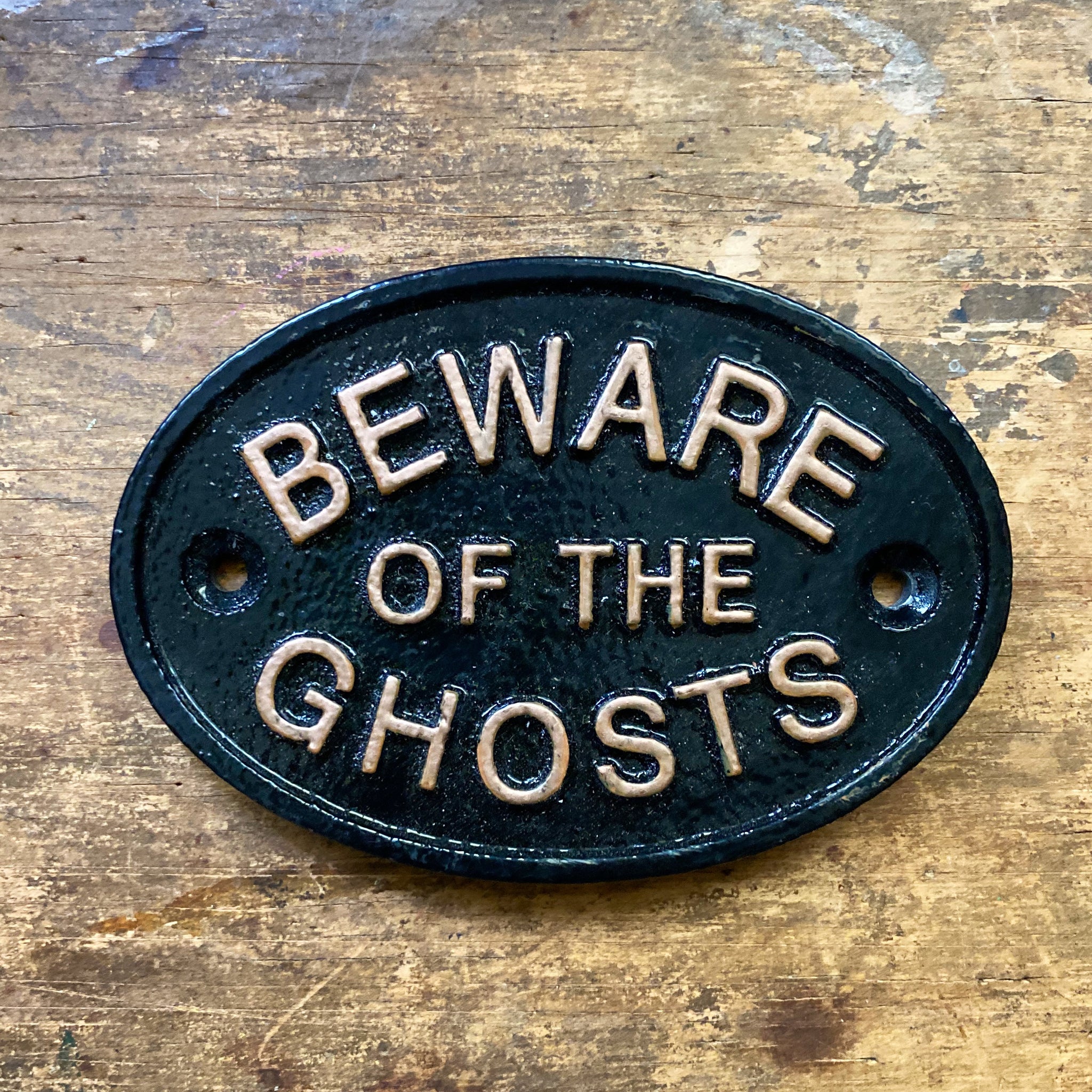 Beware of the Ghosts Plaque – Memento Mori Goods
